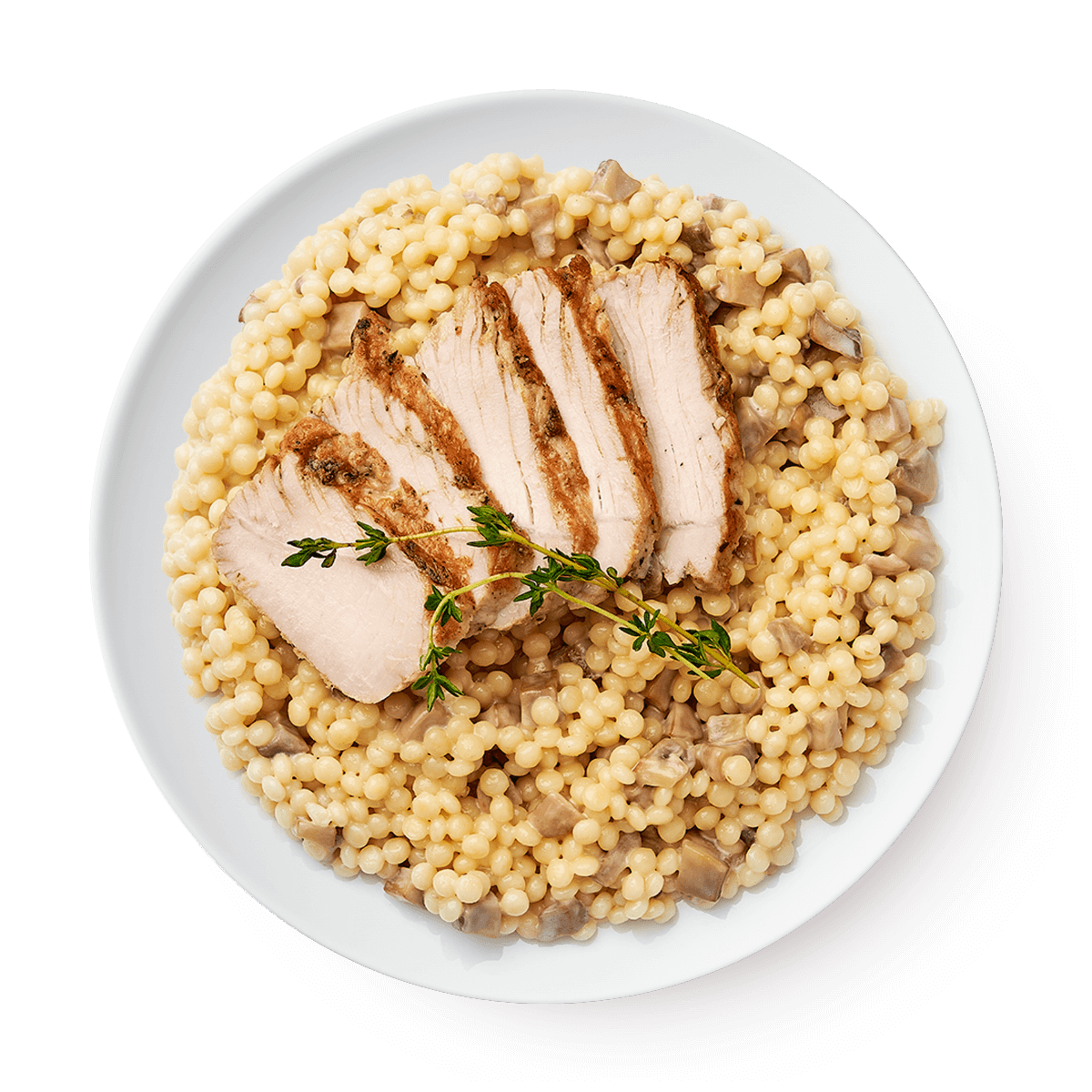 Паста птитим с индейкой и грибами в сливочно-трюфельном соусе «Из Лавки»