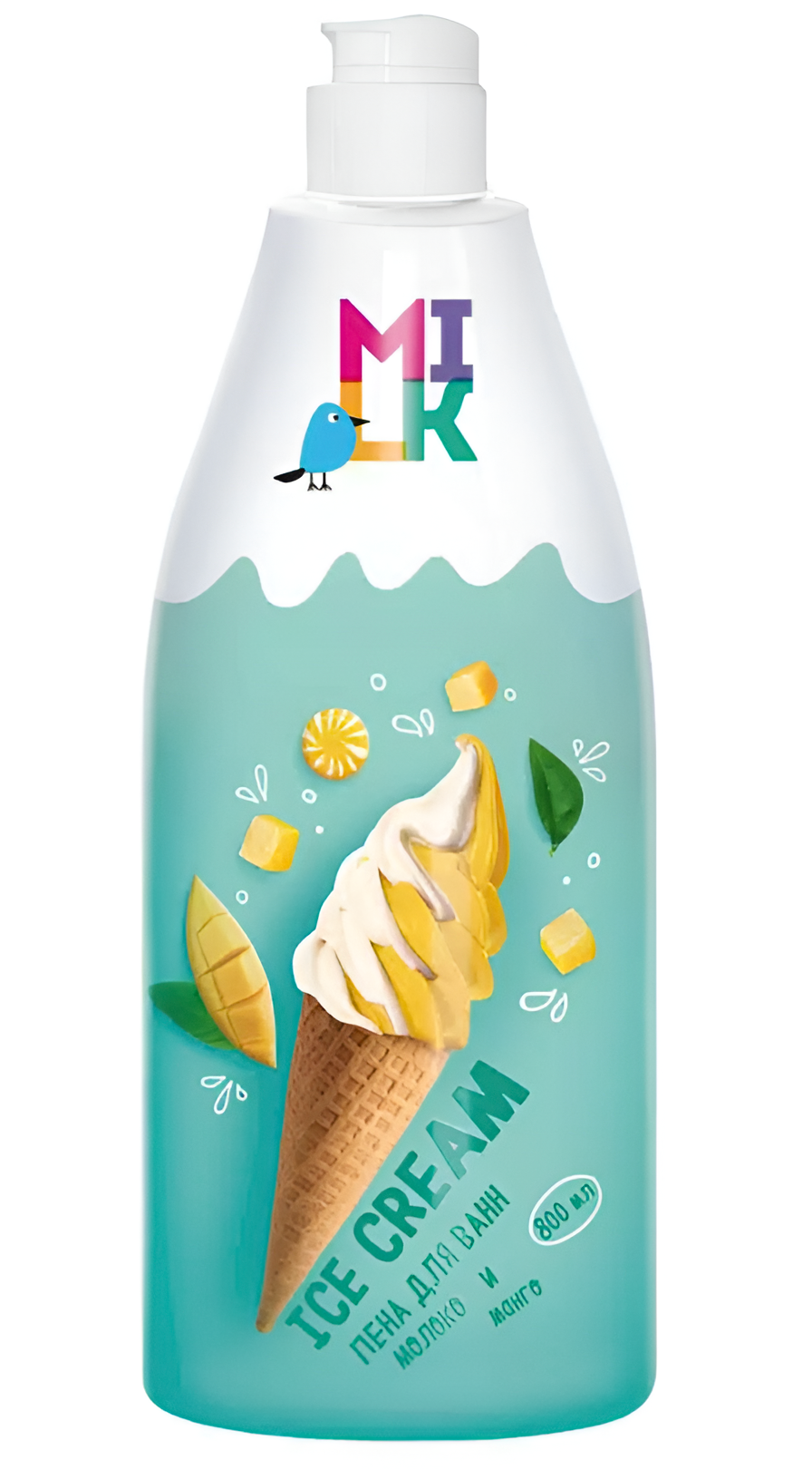 Пена для ванн MILK Ice cream, манго и молоко, для всех типов кожи, 800мл