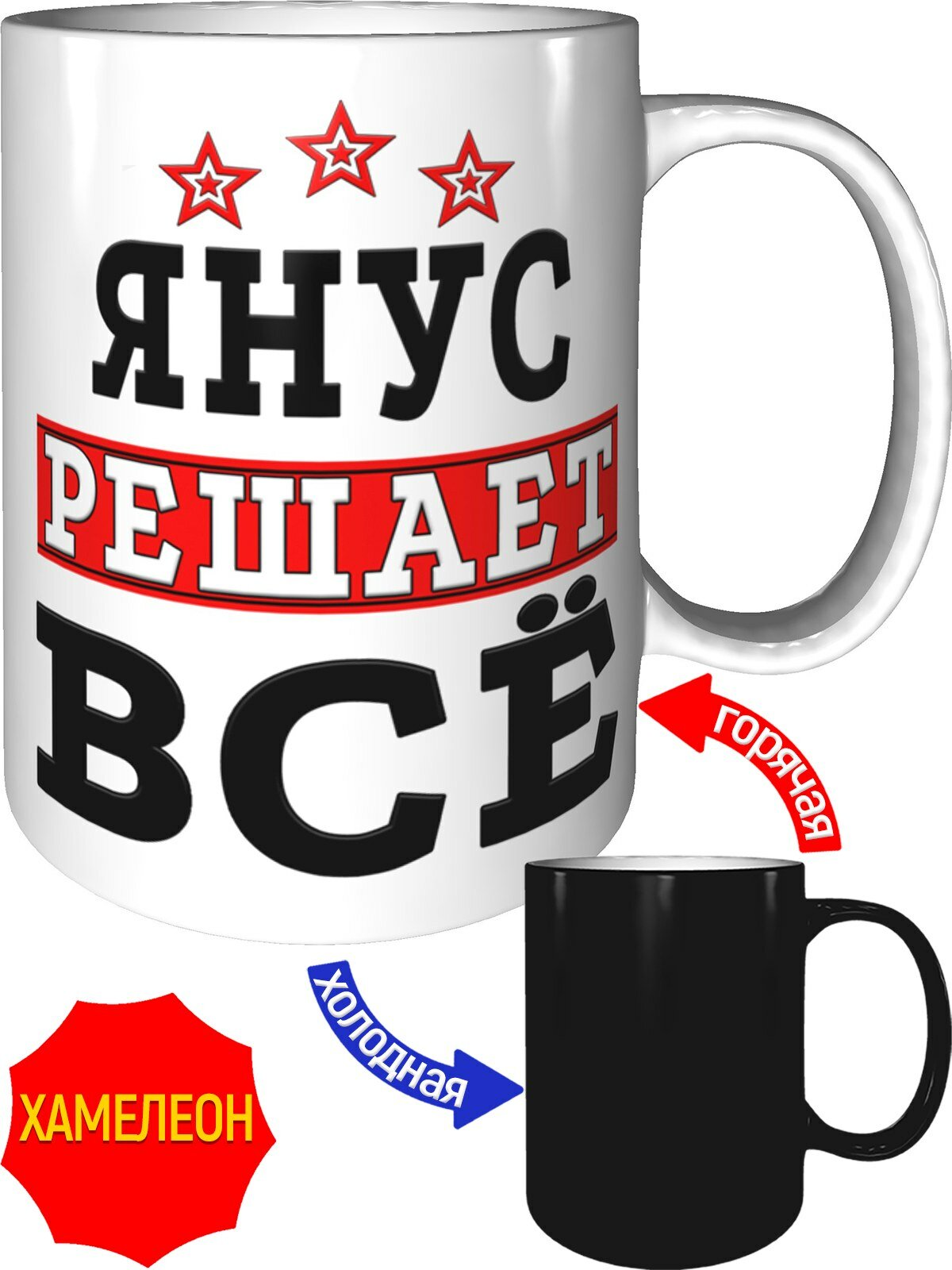 Кружка Янус решает всё - хамелеон, керамическая, объем 330 мл.