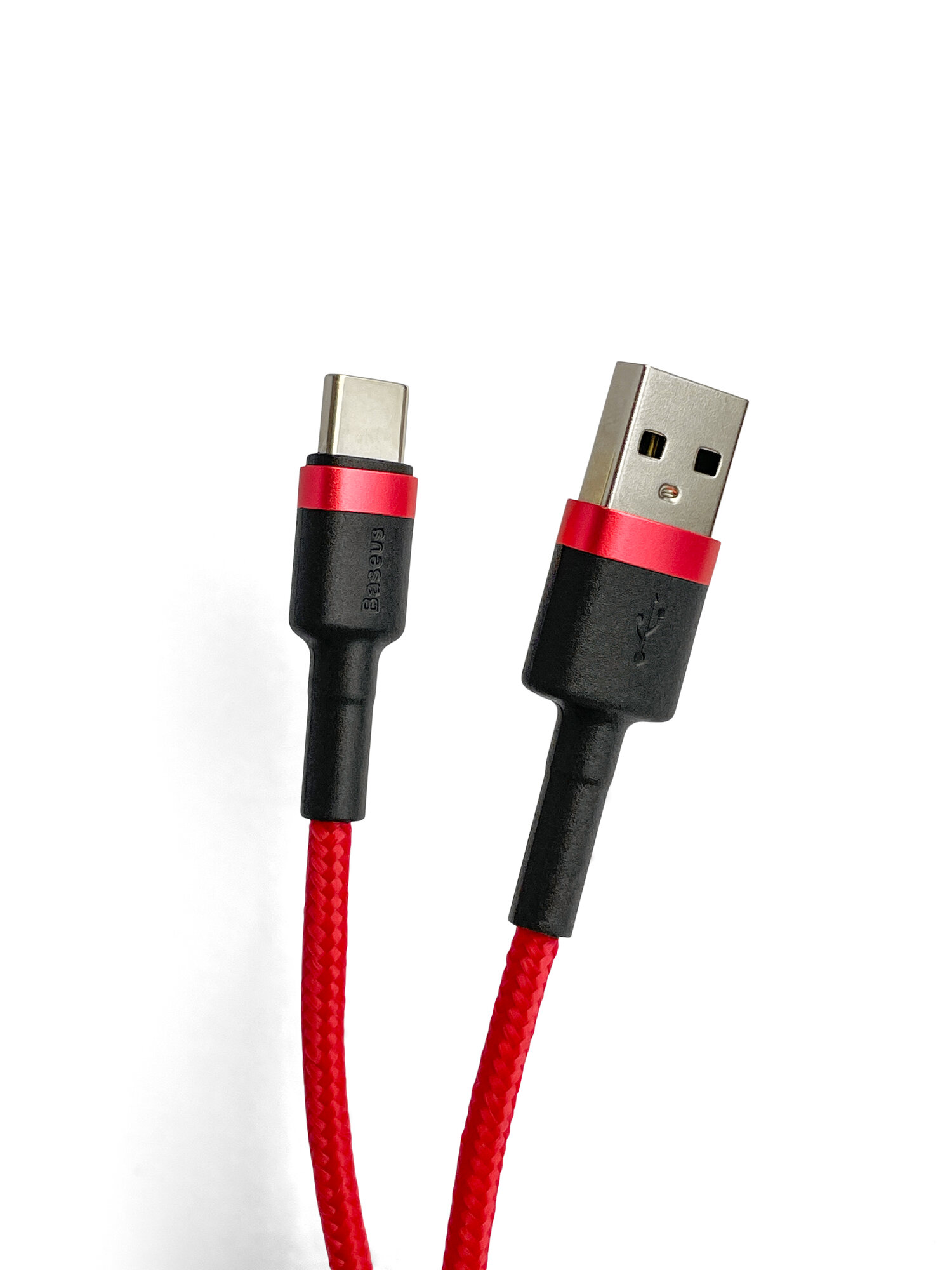 Кабель USB TYPE-C для быстрой зарядки телефона, шнур Baseus, провод тайпси, нейлоновая оплетка, 2 метра, красный