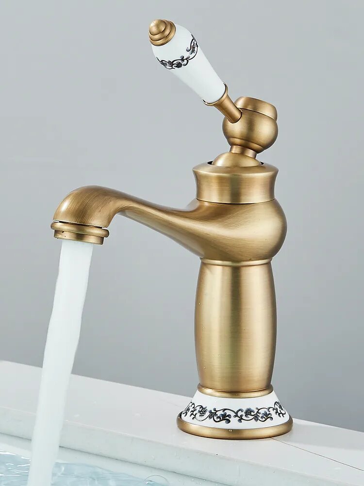 Смеситель для раковины в ванной комнате античный бронзовый латунный смеситель из цельной меди роскошный кран в европейском стиле