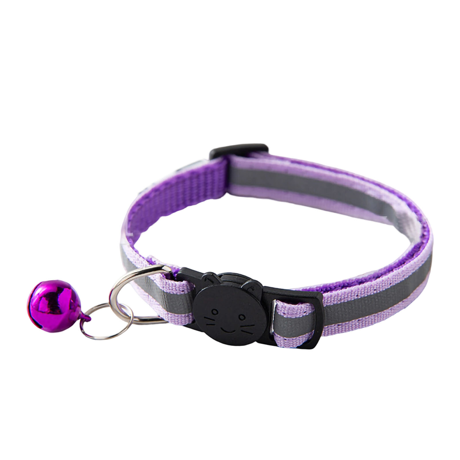 Ошейник-колокольчик для домашних животных с регулируемой светоотражающей пряжкой, подходит для кошек, собак, щенков и котят, фиолетовый.
