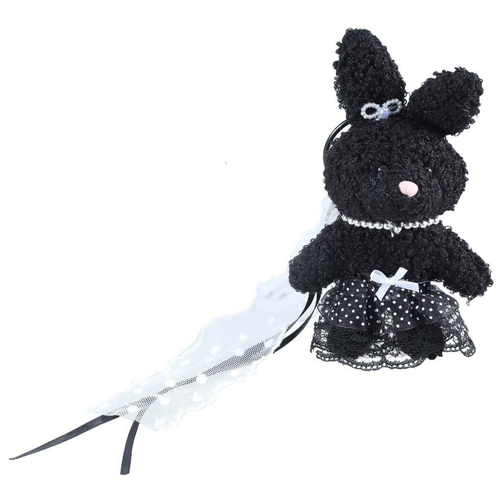 Брелок, Милый плюшевый кролик медведь милая кружевная юбка кукла брелок-подвеска-черный-кролик