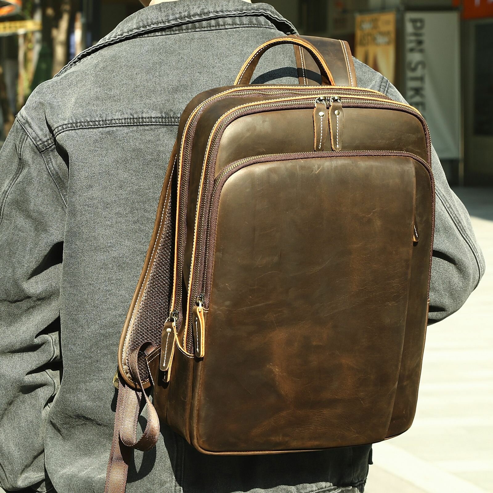 Кожаный рюкзак Crazy Horse в стиле ретро, мужской кожаный рюкзак премиум-класса из натуральной кожи, повседневный рюкзак большой вместимости, мужская сумка для компьютера для деловых поездок, false