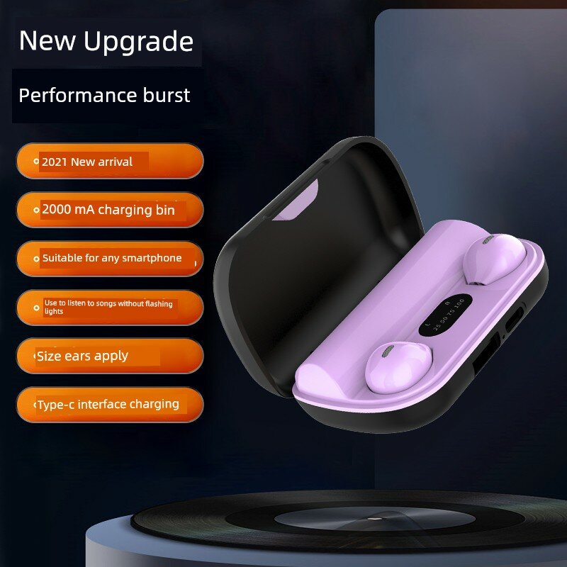 Беспроводные наушники True Wireless Bluetooth X6DS с зарядным кейсом в фиолетовом цвете