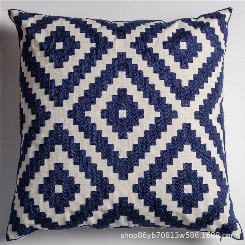 Чехол для подушки в скандинавском стиле с геометрической вышивкой цветов, для дивана, гостиной, из чистого хлопка, простой, для стула, прикроватный, желтый, для окна