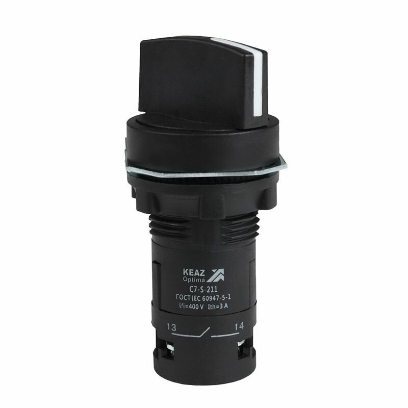 Переключатель 2 положения OptiSignal Compact D22 С7-S-211 черн. 1НО+1НЗ XB7ND25 КЭАЗ 362136
