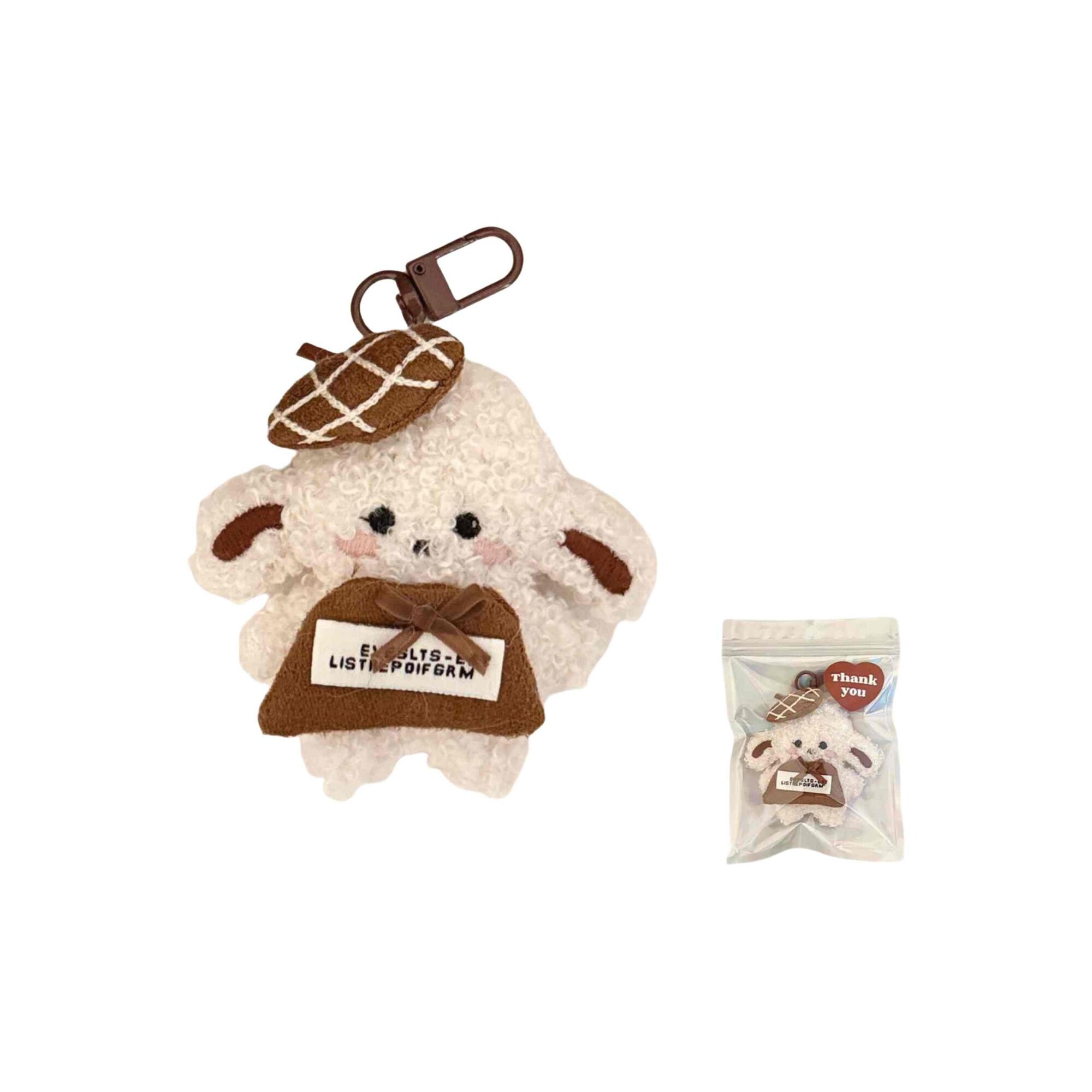 PANGPANGLONG Fall Winter Maillard Style Color Bunny Puppy Plush Pendant 8cm High null