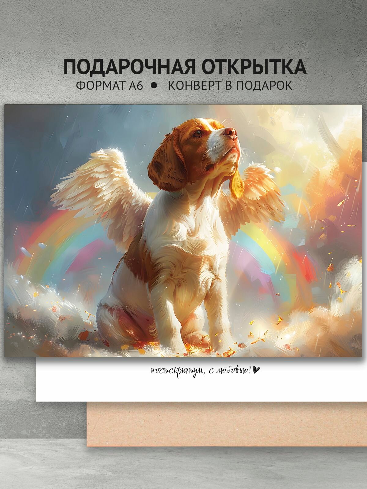 Подарочная открытка с изображением собаки с днем рождения, с юбилеем, без повода