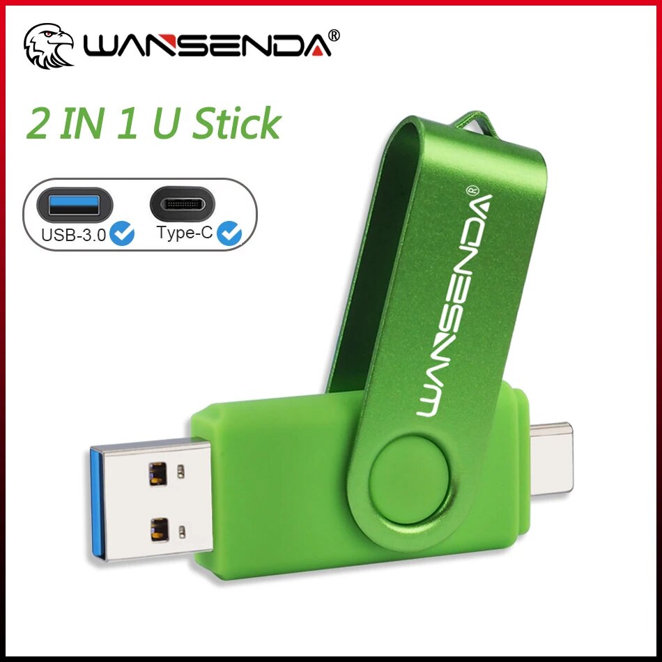 WANSENDA 256 ГБ USB 3.0 Type-C черный флеш-накопитель