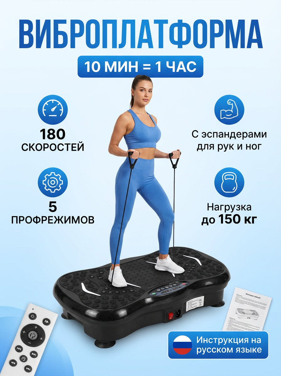 Виброплатформа для похудения до 150кг тренажер для дома c дистанционным управлением