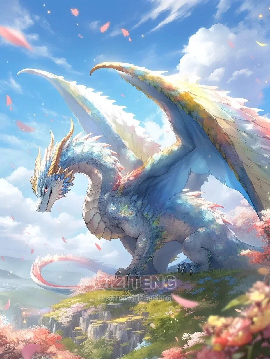 Алмазная живопись QIZITENG Китайский дракон 20x30cm AB Square, XP-3714