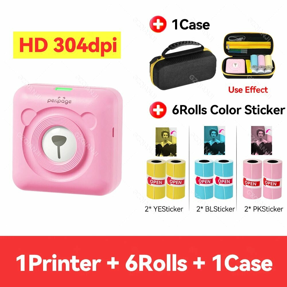 Мини-принтер Peripage A6 желто-фиолетовый Розовый, PK 1Case 6Roll COSTK