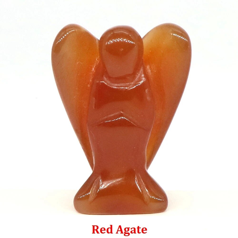 Статуэтка Ангела-хранителя из аметиста и розового кварца Красный, 5PCS, Red Agate