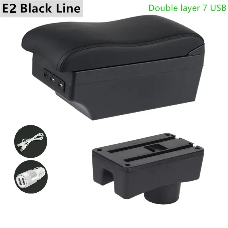 Подлокотник для Hyundai Accent Tagaz, автомобильный подлокотник, детали для модернизации автомобиля, ящик для хранения с USB светодиодом, аксессуар для ремонта автомобиля E2 Black Line