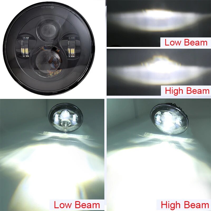 7-дюймовая светодиодная автофара для Yamaha Harley Road King 7-дюймовая мотоциклетная фара H4 дальнего ближнего света для Honda CB 400 500 1300 1pcs Black 45W