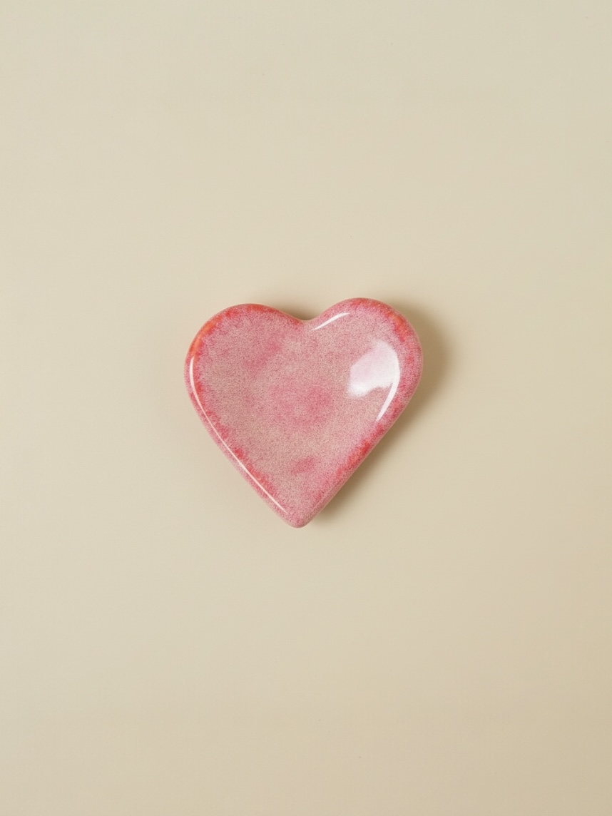 Блюдце ручной работы Августа в виде сердечка, малиновое, керамика, 6 см
