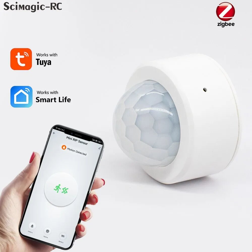 Интеллектуальные датчики движения Zigbee. Датчик движения тела человека Tuya PIR ZigBee Motion Беспроводное соединение Интеллектуальная система безопасности для дома