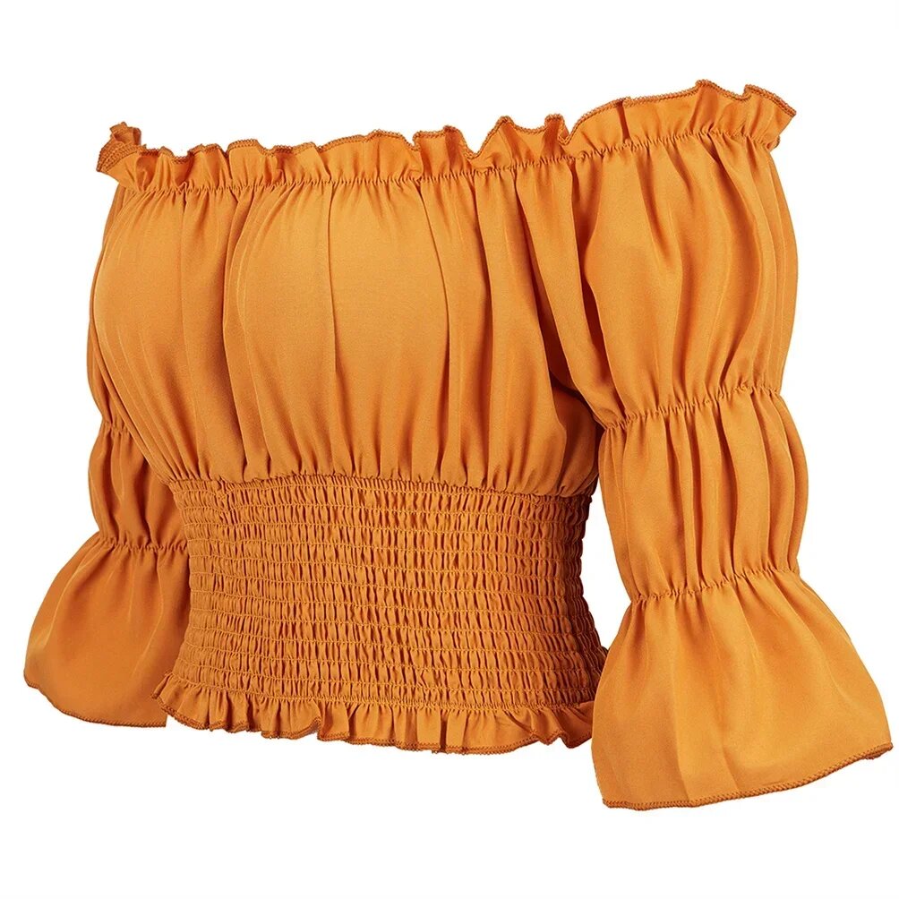 Пиратская блузка из полиэстера Оранжевый, L, H-6706-Turmeric