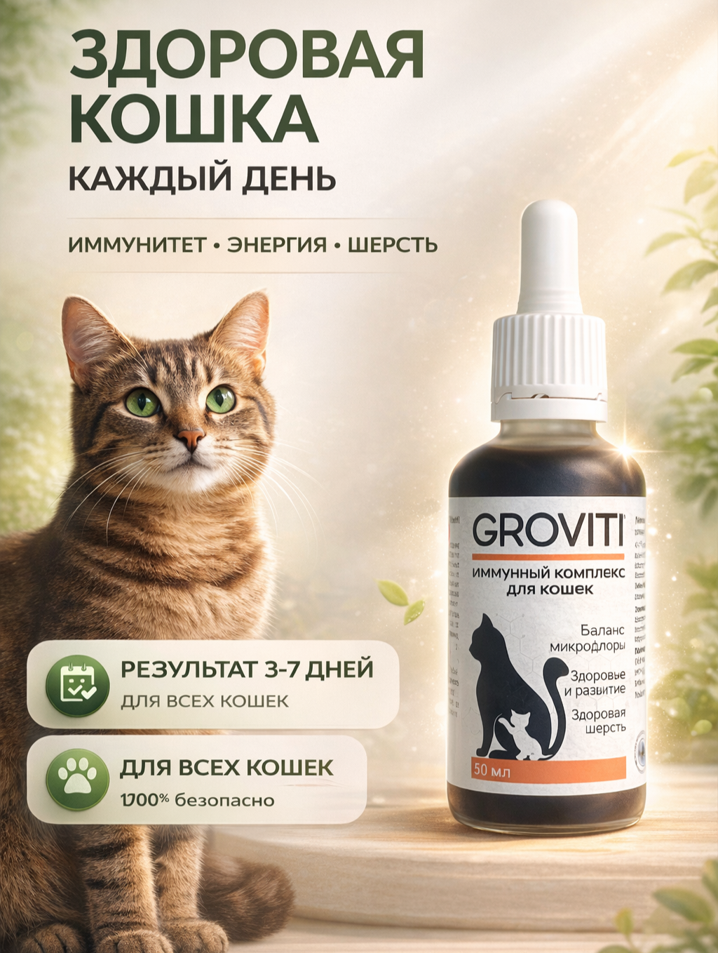 Биокомплекс Groviti, для кошек и котят укрепление иммунитета