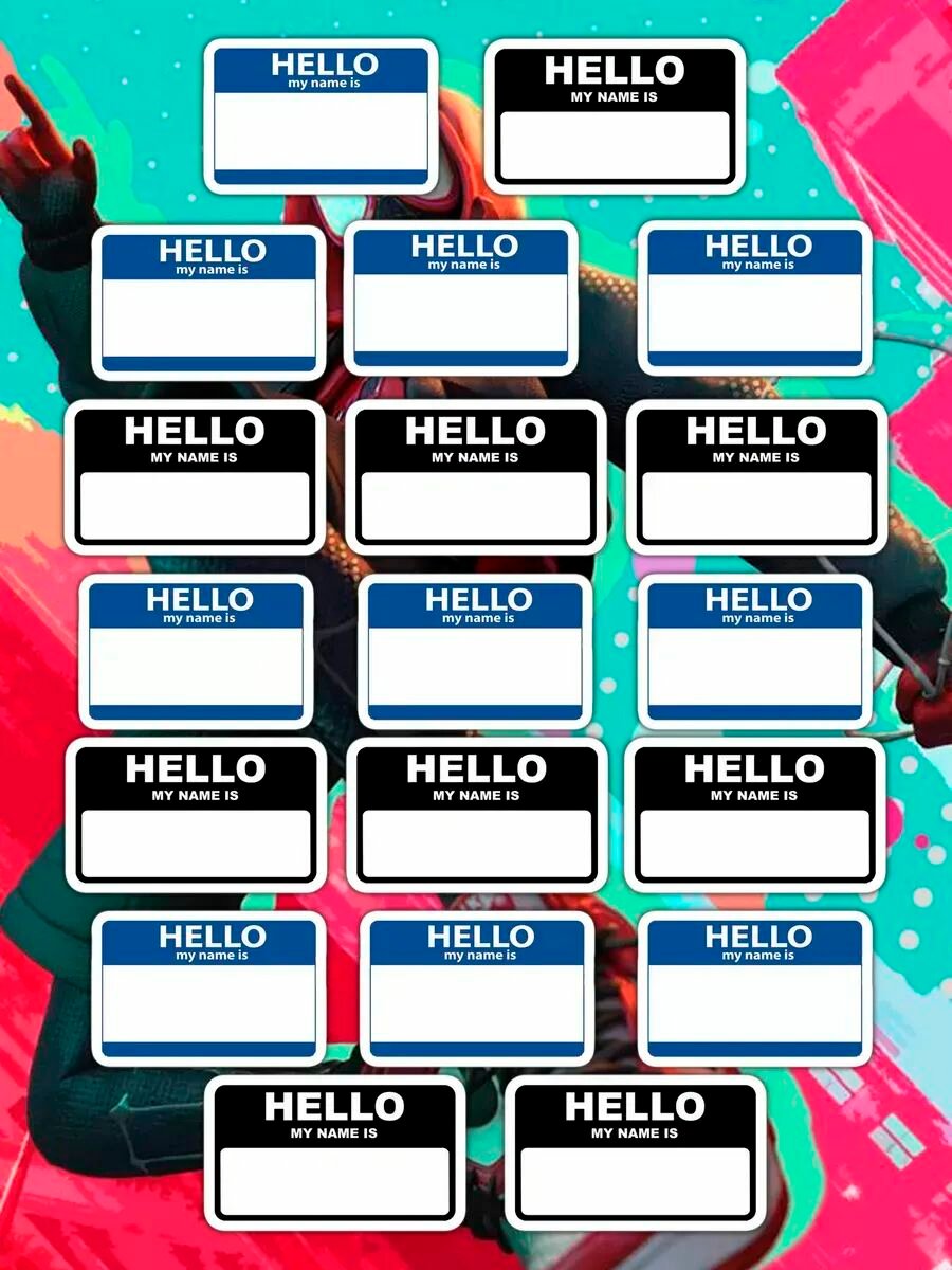 Наклейки Hello my name is