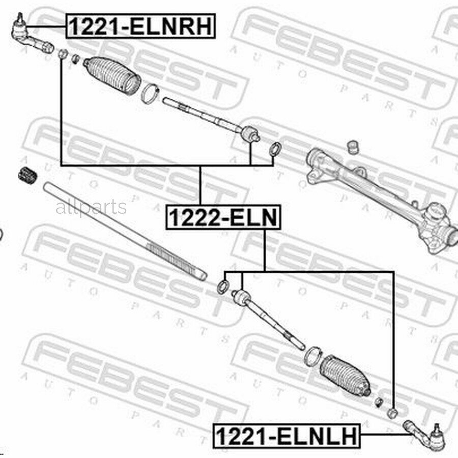 FEBEST 1221-ELNRH наконечник рулевой правый HYUNDAI ELANTRA 16 2015-2018 [EUROPE + RUSSIA]