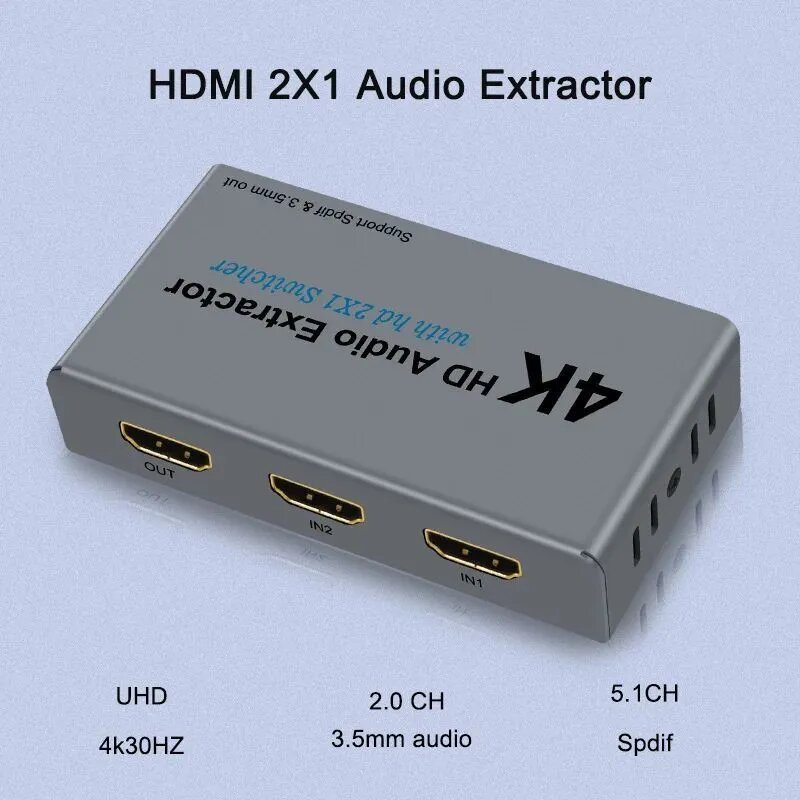 HD Audio Extractor с HD-переключателем HDMI-совместимый коммутатор 2 IN 1 OUT HDR аудиоадаптер для ТВ-приставки PS4 HD HDMI-совместимый коммутатор