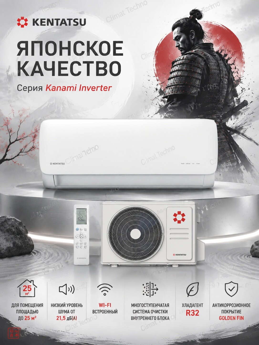 Настенная сплит-система Kentatsu Kanami Inverter KSGAB26HZRN1W/KSRAB26HZRN1(кондиционер инверторного типа)