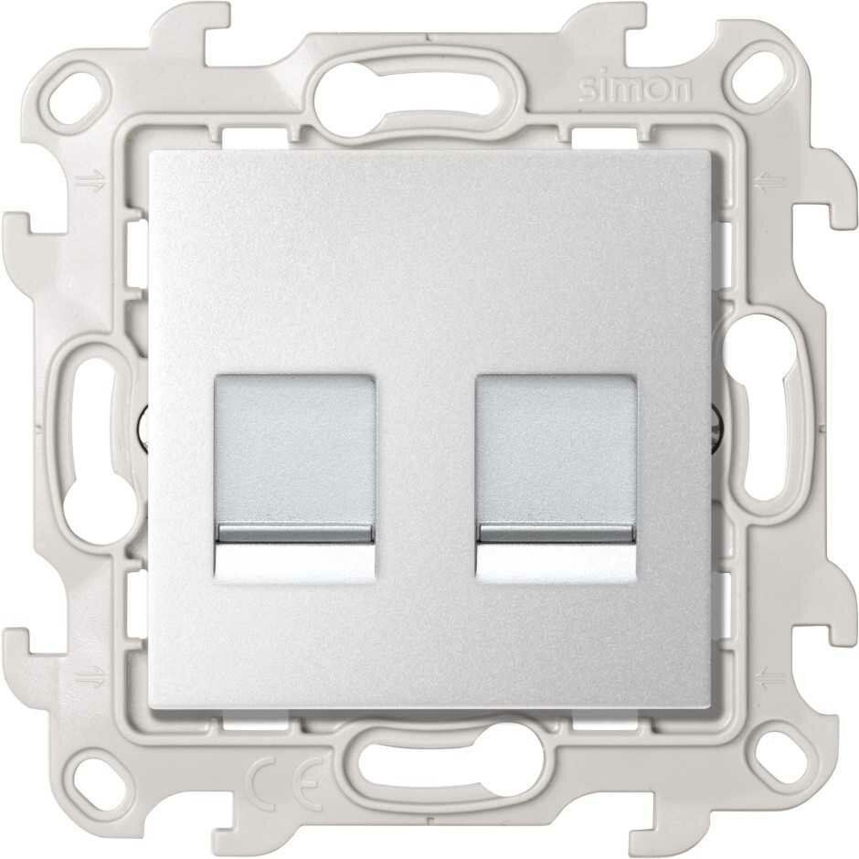 Simon 24 Алюминий Розетка для передачи данных 2xRJ45 Cat.5e UTP 2450593-033