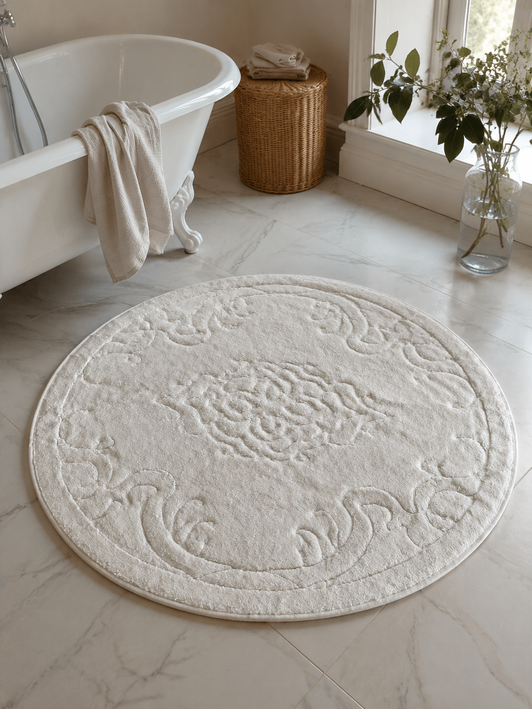 Коврик Natali's Carpets, для ванной и туалета, влаговпитывающий круглый 120х120 см Турция