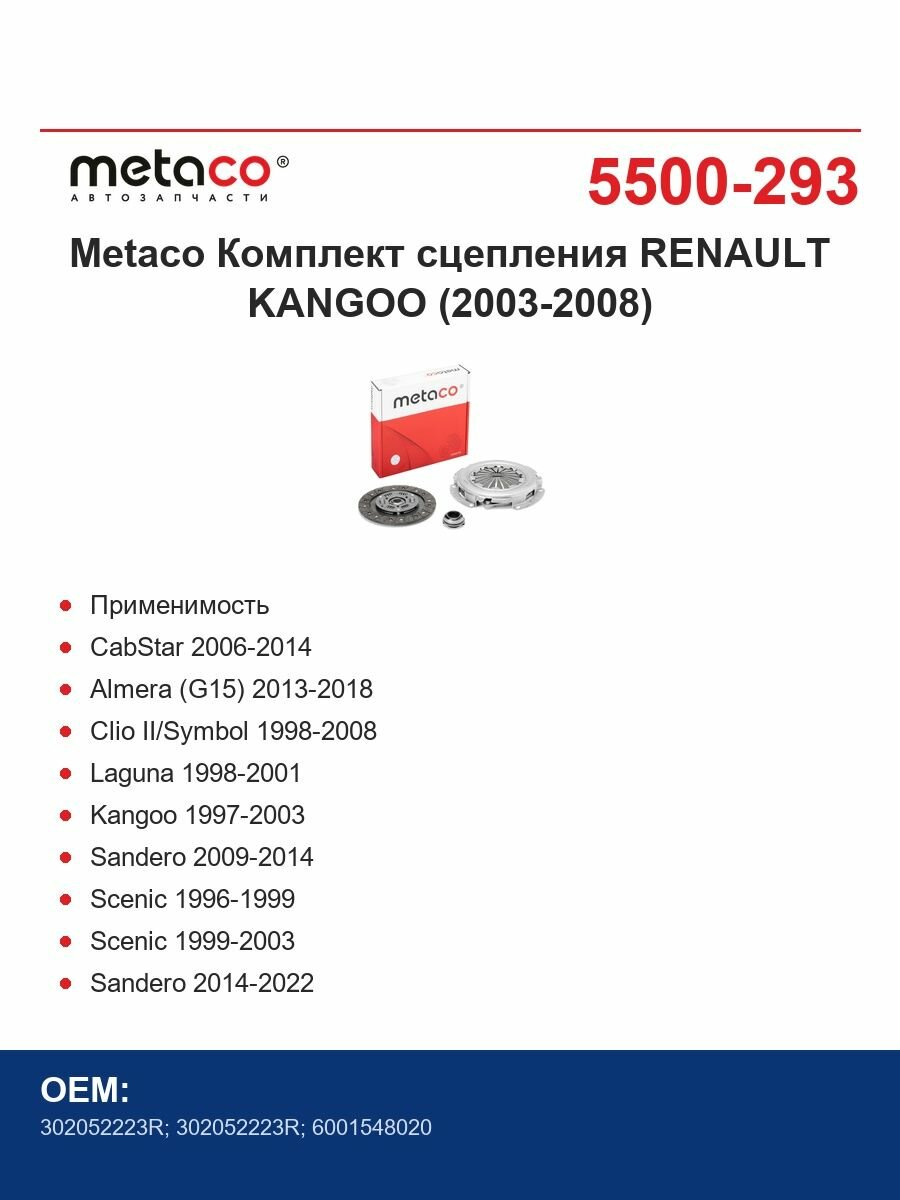 Metaco Комплект сцепления RENAULT KANGOO (2003-2008)