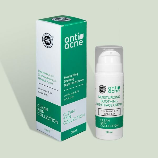 Увлажняющий успокаивающий ночной крем для жирной и проблемной кожи anti-acne CLEAN SKIN COLLECTION, 30 мл