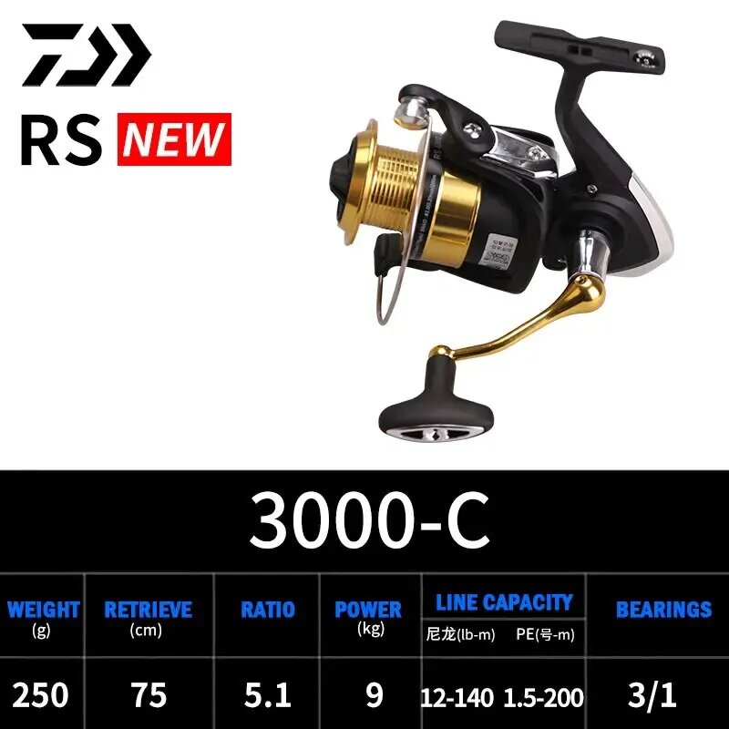 DAIWA RS Безынерционная катушка для спиннинга черная 500-3000C 3000C