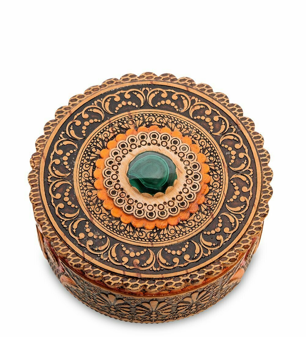 Шкатулка с малахитом (береста)