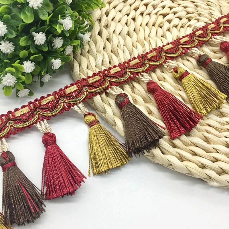Кружевная тесьма с кисточками, цвет 7, 11 м