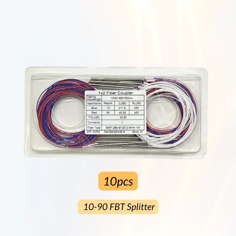 10 шт. Белезателеком FBT оптоволоконный разветвитель 1x2 10pcs 10-90