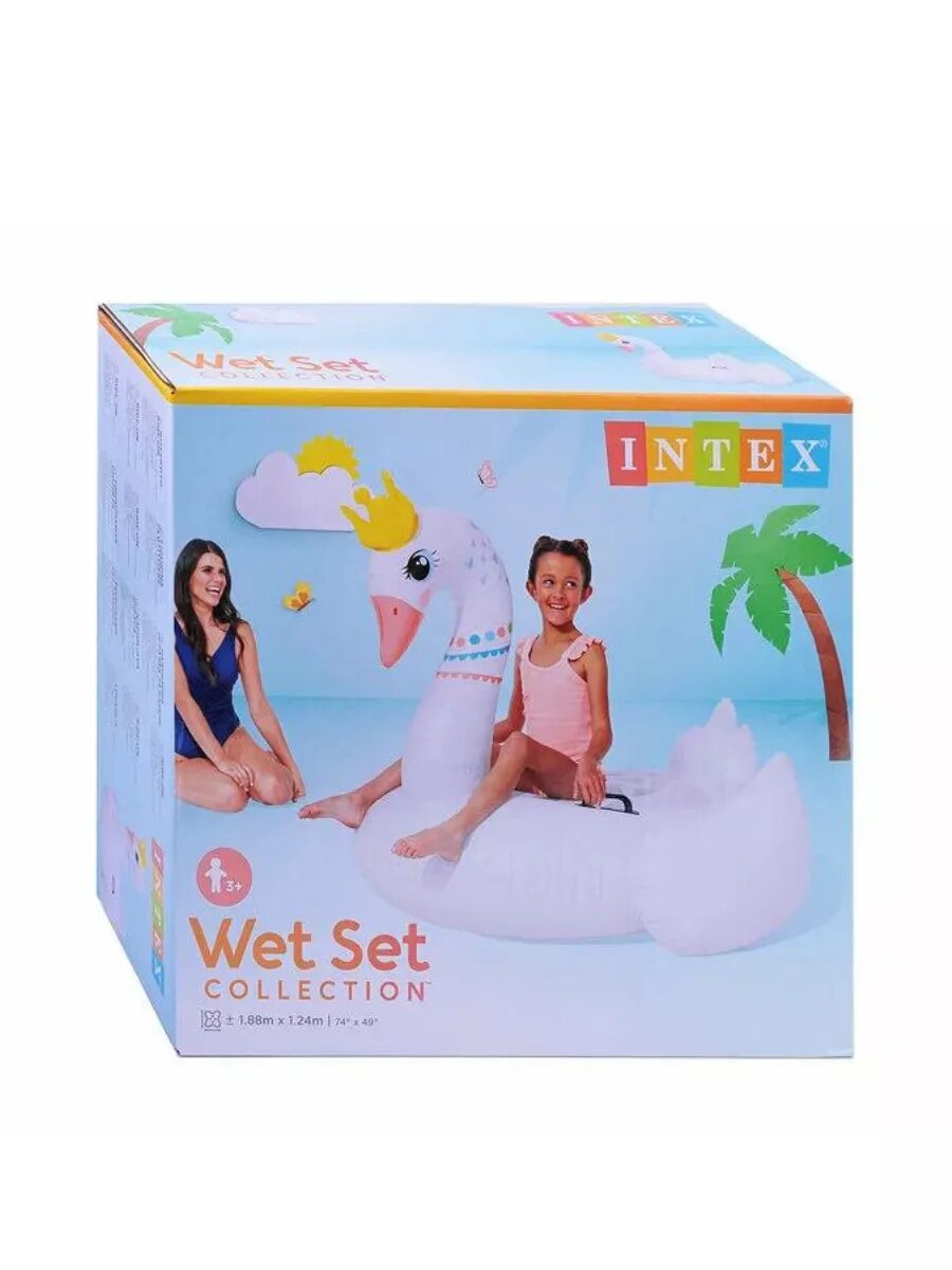 Плотик Intex "Лебедь", для плавания, 142 х 137 х 97см, надувной, белый — фото 1