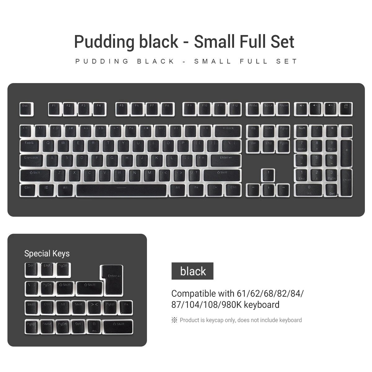 129 клавиш Pudding Keycaps OEM профиль PBT двойного литья для механической клавиатуры с переключателем Mx, ISO-раскладка, RGB подсветка