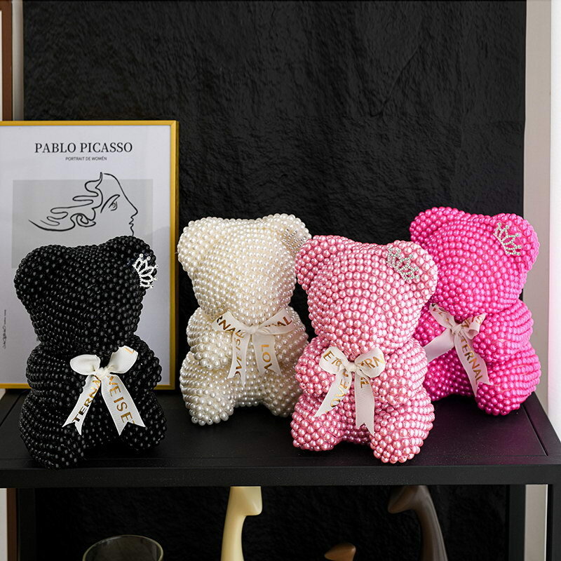 Букет "Жемчужный медведь" Muyue, роза, светло-голубой, с квадратной подарочной коробкой