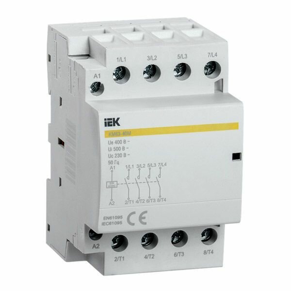 Контактор 63A 220V КМ63-40M контакт 4NO, размер 3 модуля AC/DC KARAT IEK