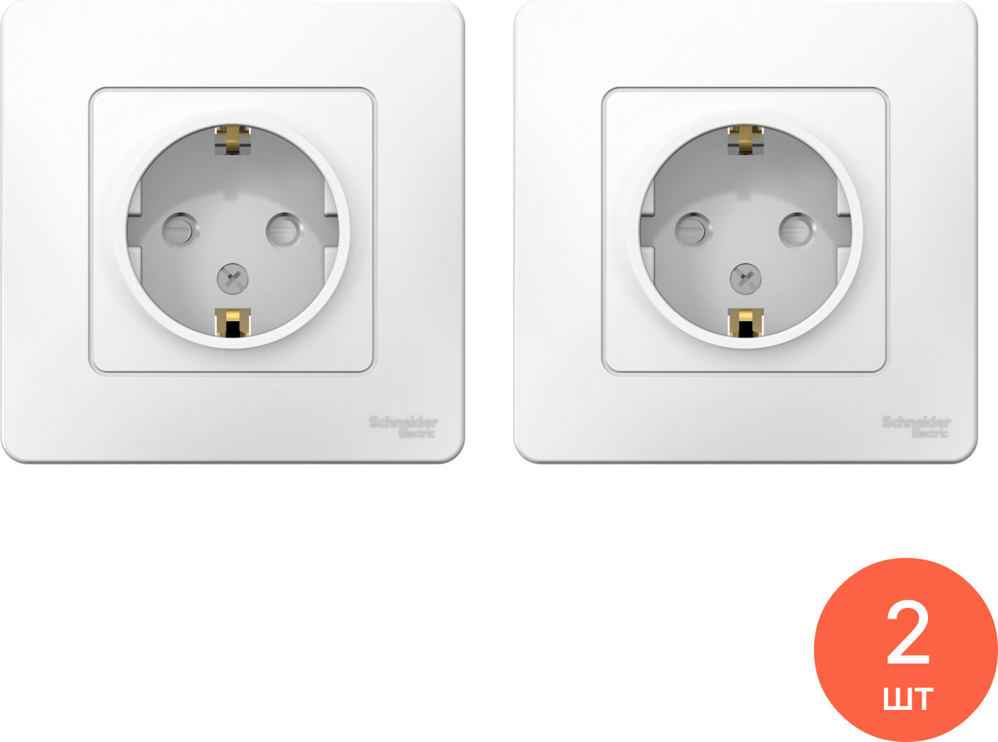 Розетка силовая штепсельная Systeme Electric / Систем Электрик BLANCA, 16А 250В IP20 белый, с заземляющим контактом и шторками BLNRA001111 / электрооборудование (комплект из 2 шт)