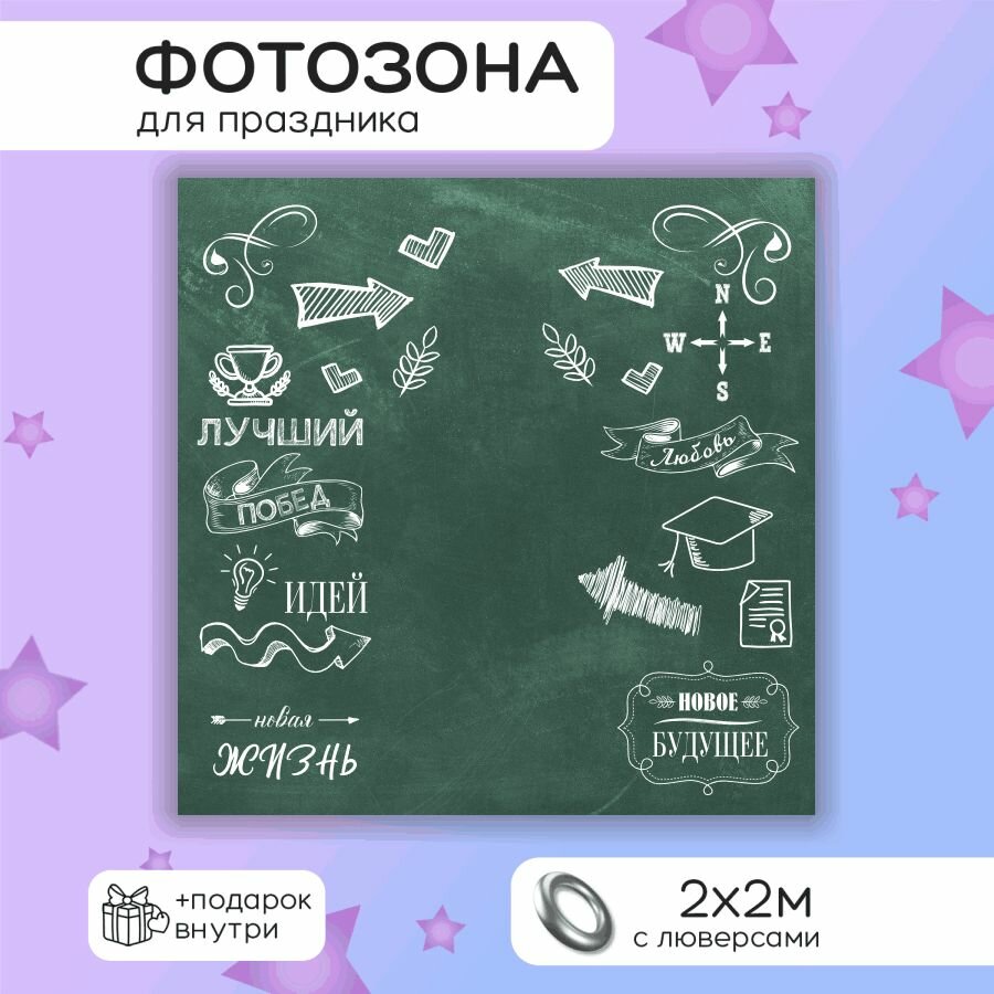 Фотозона баннер Школьная доска зеленая без надписей 200х200