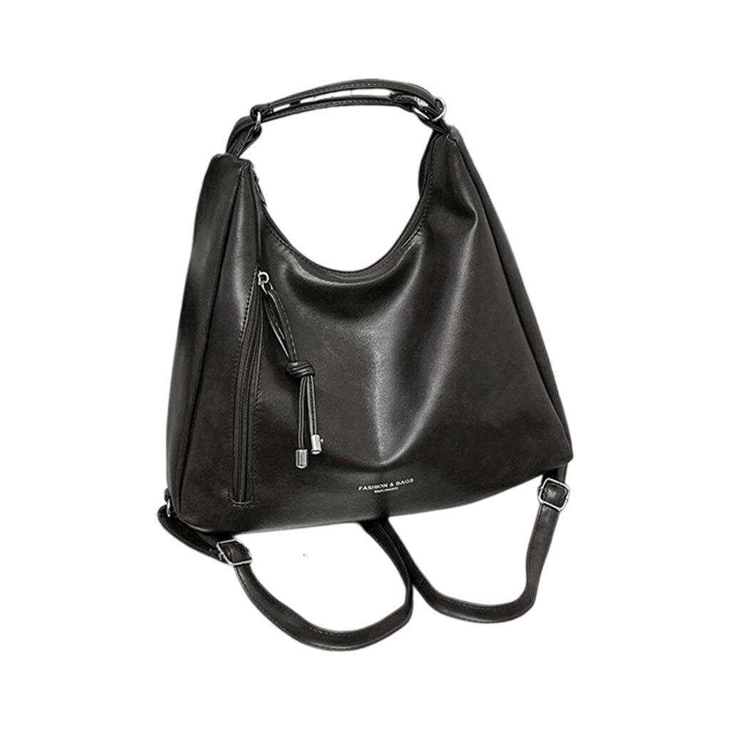 Женский кожаный рюкзак-перевертыш, Черный