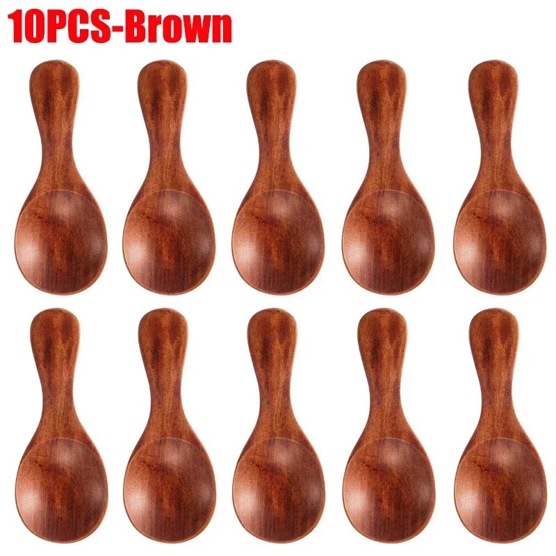 Деревянные мини-ложки MOONBIFFY, набор из 10 штук 10PCS-Brown