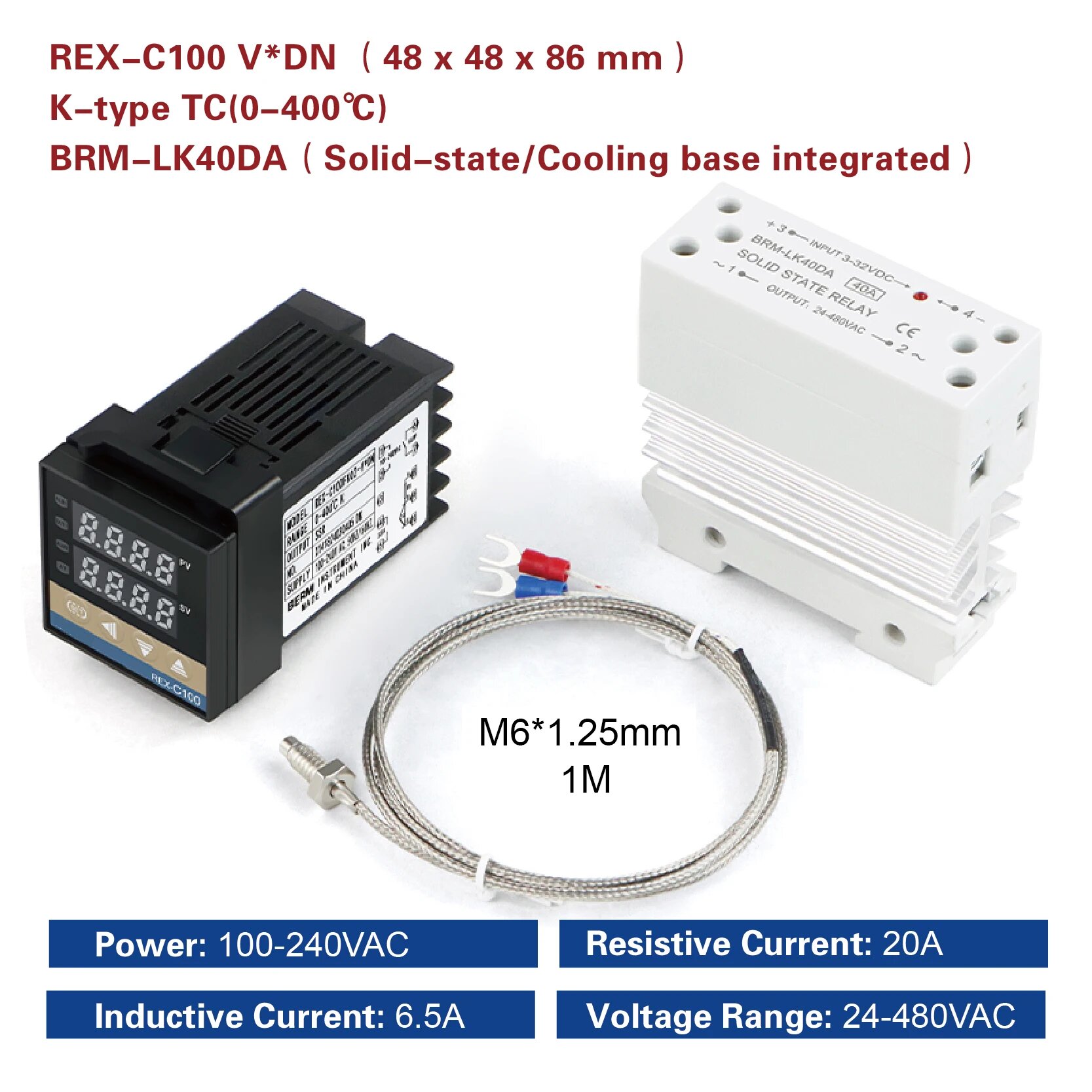 Регулятор температуры REX-C100 CERTEON DN, BRM-LK40DA, K-type TC