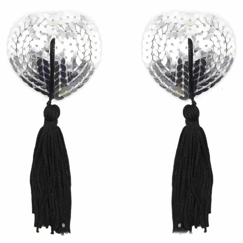 Блестящие накладки на грудь с кисточками, блестки в форме сердца