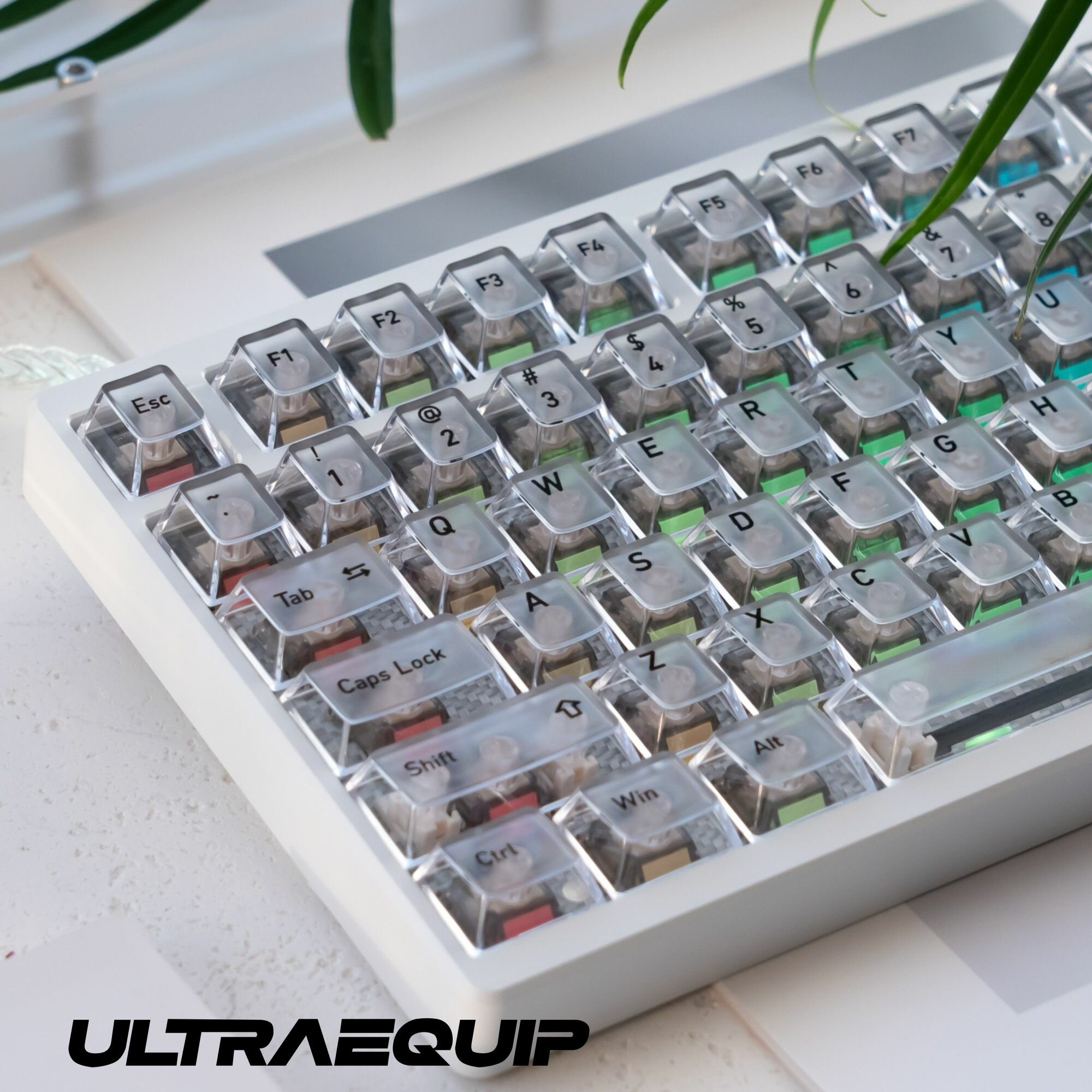 Кейкапы для механической клавиатуры - ULTRAEQUIP Набор "Фиолетовый Кристалл": 115шт, Фиолетовые Кристаллические, Матовые Полупрозрачные, Профиль Cherry, 4-Боковая Высокая Прозрачность, для MX Switch полупрозрачные матовые кейкапы для mx 4-с