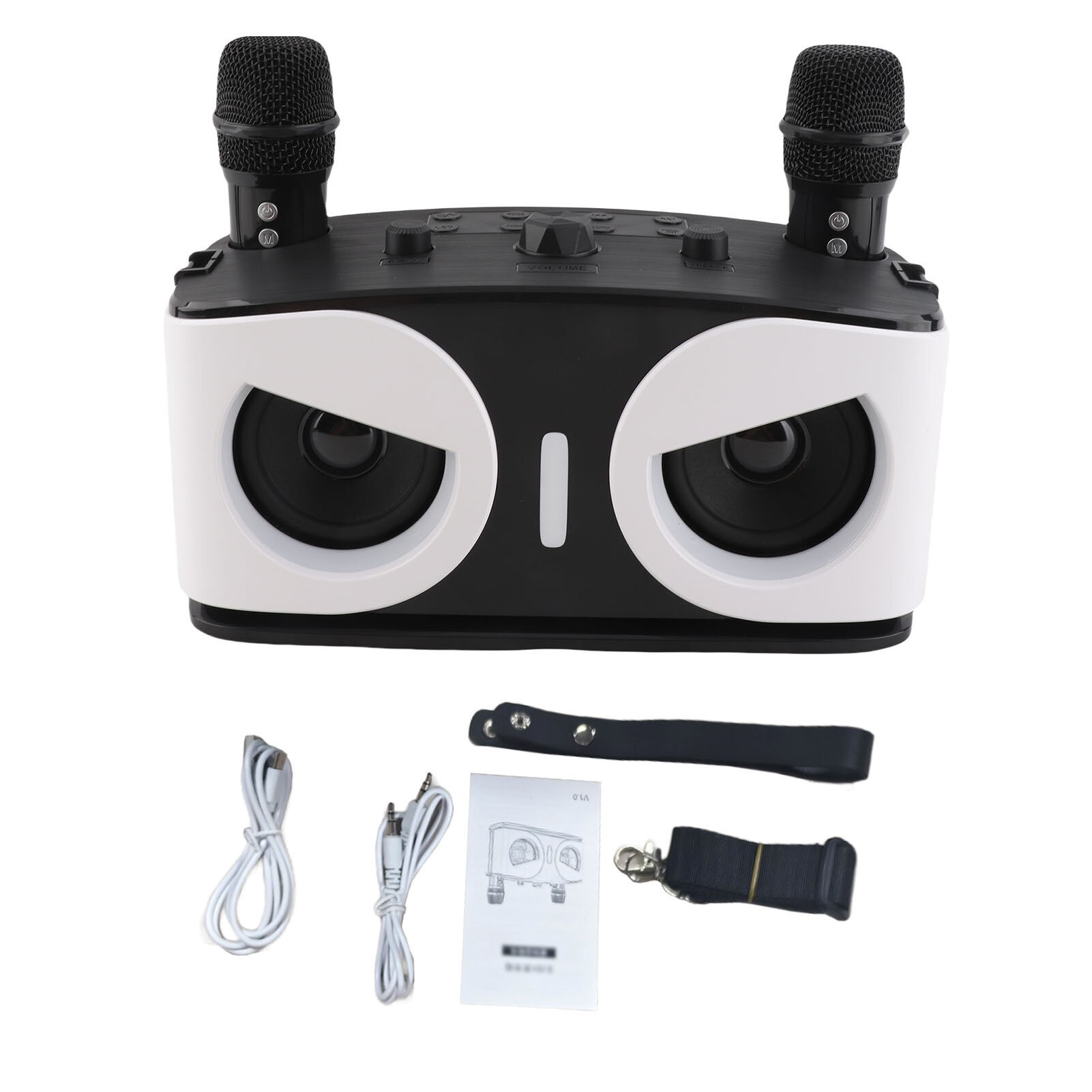 Караоке-машина с 2 беспроводными микрофонами, Bluetooth-микрофоном и колонкой, комплект для караоке, RGB-подсветка, портативная система для дома, вечеринок и улицы, белого цвета.