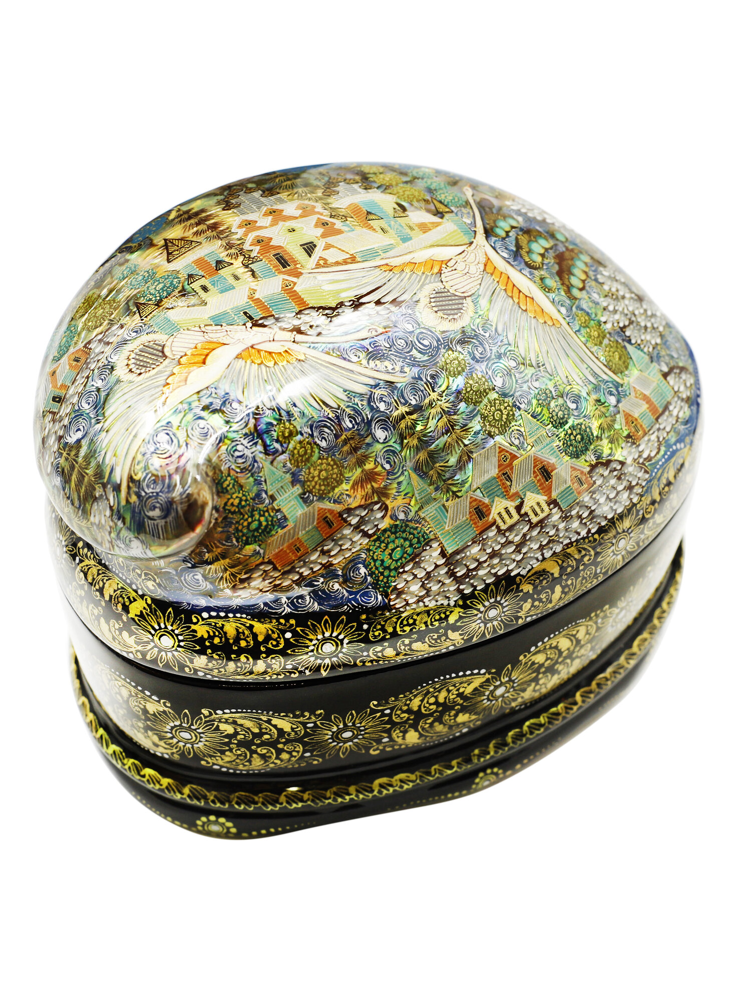 Шкатулка Холуй " Русский север ", ракушка, художник Петрова.