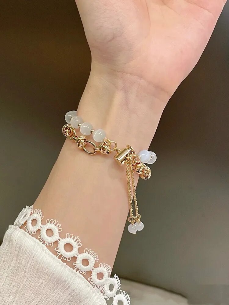 Ремешок для смарт-часов из металла с бусинами для Apple Watch, золотистый — фото 1
